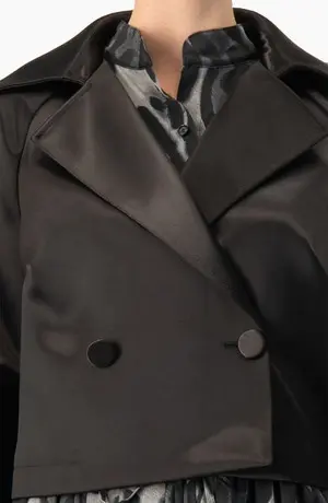 IVONNE Satin Finish Cropped Double-breasted Jacket