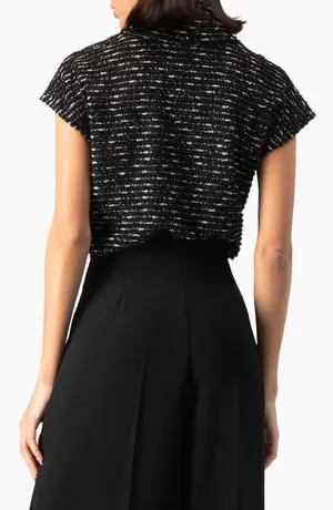IVONNE Metallic Fleck Boucle Cowl Neck Top