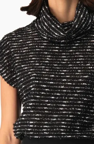 IVONNE Metallic Fleck Boucle Cowl Neck Top