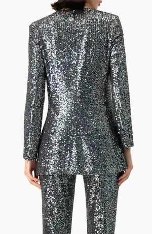 IVONNE Single-clasp Sequin Evening Blazer