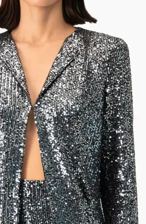 IVONNE Single-clasp Sequin Evening Blazer