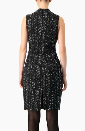 IVONNE Sleeveless Metallic Fleck Knit Sheath Dress