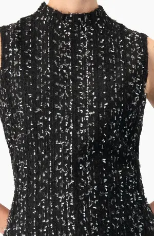 IVONNE Sleeveless Metallic Fleck Knit Sheath Dress