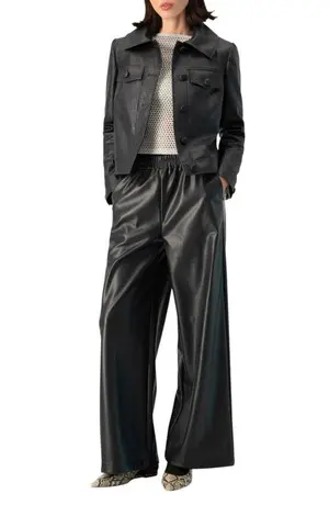 IVONNE Cropped Faux Leather Utility Jacket