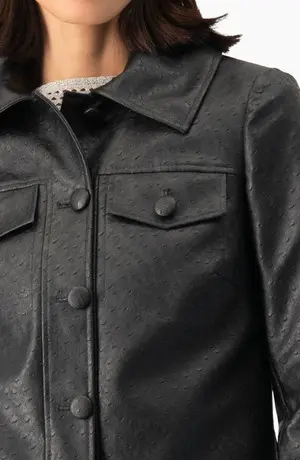 IVONNE Cropped Faux Leather Utility Jacket