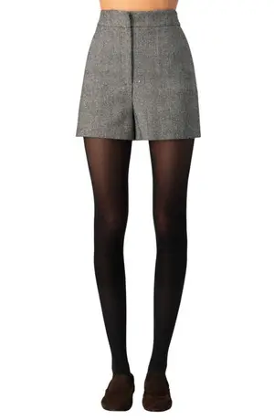 IVONNE High-rise Tweed Shorts With Metallic Fleck - Gray