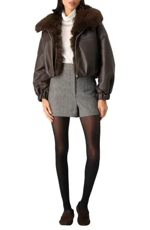 IVONNE High-rise Tweed Shorts With Metallic Fleck