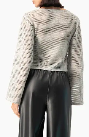 IVONNE Metallic Open-knit Cropped Sweater