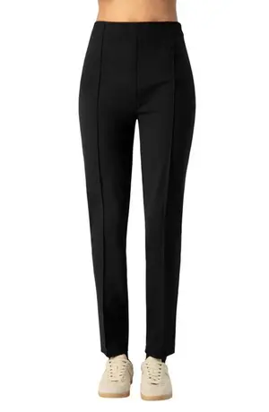 IVONNE Pintuck Slim Stretch Pants - Black