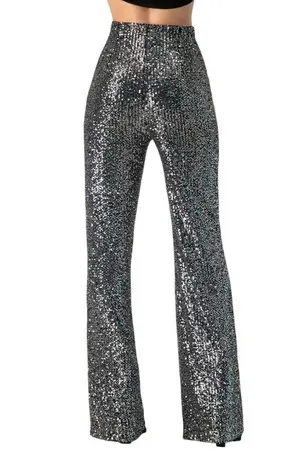 IVONNE All-over Sequin High-rise Flare Pants
