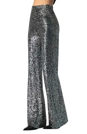 IVONNE All-over Sequin High-rise Flare Pants
