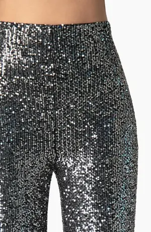 IVONNE All-over Sequin High-rise Flare Pants