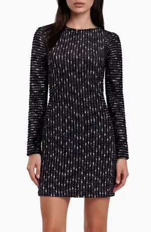 IVONNE Boat Neck Sparkle Knit Bodycon Dress - Black