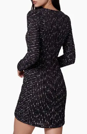 IVONNE Boat Neck Sparkle Knit Bodycon Dress