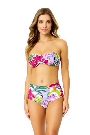 ANNE COLE Twist Bandeau Bikini Swim Top - Mod Tropical