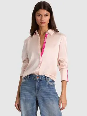 Alice + Olivia Pearl Pointelle Tie Back Halter Blush