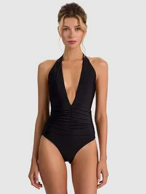 Alice + Olivia Pearl Pointelle Tie Back Halter Midnight