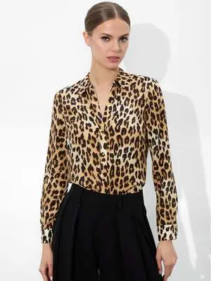 Alice + Olivia Pearl Pointelle Tie Back Halter Spotted Leopard Multi