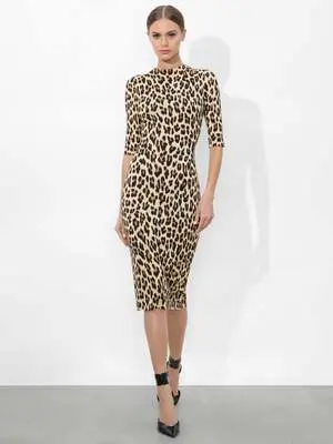 Alice + Olivia Pearl Pointelle Tie Back Halter Textured Leopard
