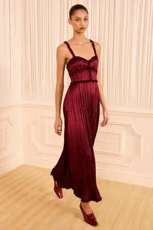 Ulla Johnson Estrella Cami Pleated Dress - Garnet