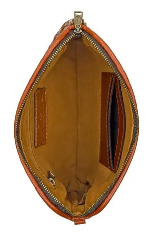 PATRICIA NASH Hand Stained Woven Sevran Leather Wristlet - Cognac