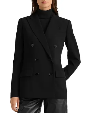 Ralph Lauren Wool Crepe Double Breasted Blazer - Black