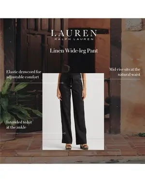 Ralph Lauren Linen Wide-leg Pants, Regular & Petite - Black