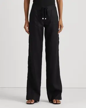 Ralph Lauren Linen Wide-leg Pants, Regular & Petite - Black