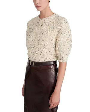 FRAME The Confetti Crewneck Puff Sleeve Sweater