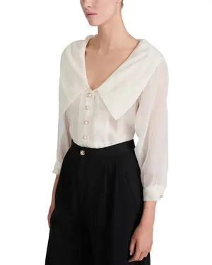 FRAME The Regency Sheer Silk Blend Blouse