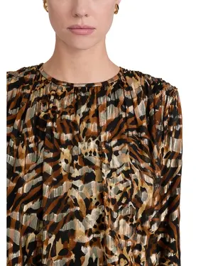 FRAME The Pleated Blouson Silk Blend Mini Dress