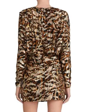 FRAME The Pleated Blouson Silk Blend Mini Dress