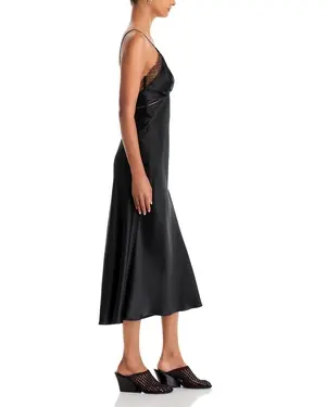 FRAME The Silk Lace Trim Slip Dress