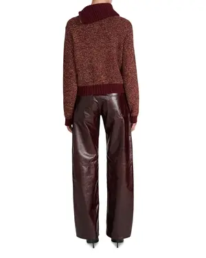 FRAME Marled Merino Wool Cowl Neck Zip Sweater