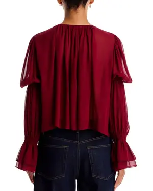 FRAME The Ripple Silk V Neck Blouse