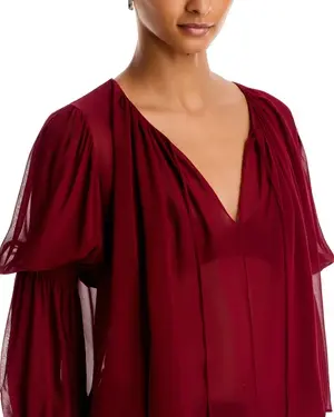 FRAME The Ripple Silk V Neck Blouse