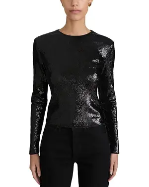 FRAME The Micro Sequin Top - Black