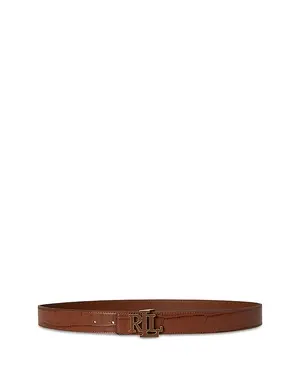Ralph Lauren Reversible Croc Embossed Logo Belt - Light Tan