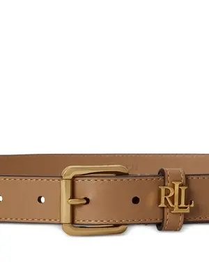 Ralph Lauren Logo Keeper Leather Skinny Belt
