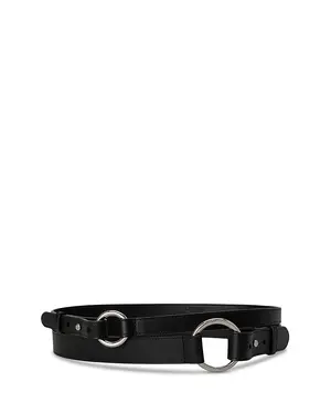 Ralph Lauren Leather O-ring Stacked Wide Belt - Black