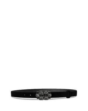 Ralph Lauren Jewel Embellished Velvet Belt - Black