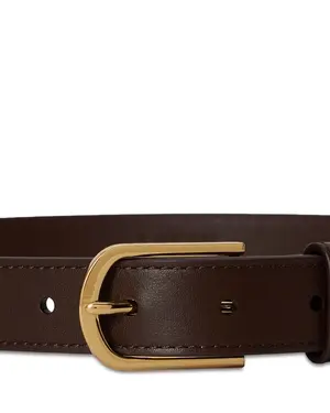 Ralph Lauren Rounded Buckle Leather Skinny Belt