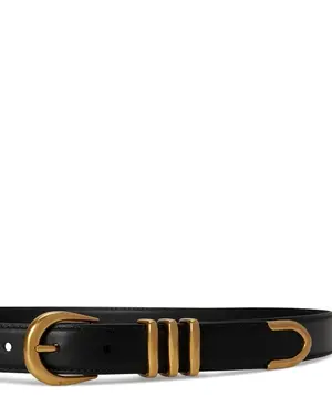 Ralph Lauren Metal Keeper Leather Skinny Belt