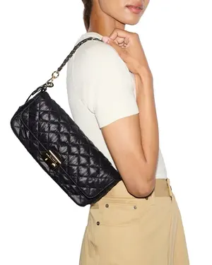 Mz Wallace Crosby Lock Quilted Baguette Bag - Black