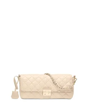 Mz Wallace Crosby Lock Quilted Baguette Bag - Sand