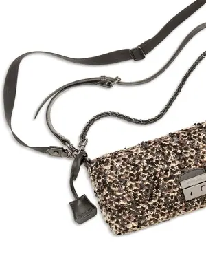 Mz Wallace Crosby Lock Embellished Quilted Baguette Bag