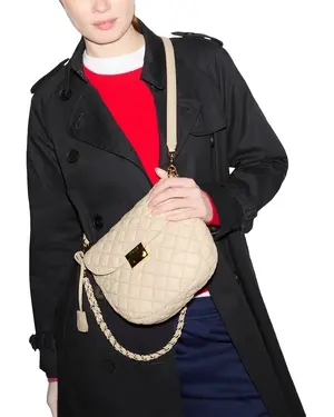 Mz Wallace Crosby Lock Quilted Saddle Bag - Sand