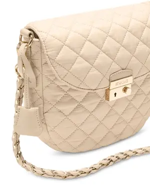 Mz Wallace Crosby Lock Quilted Saddle Bag - Sand