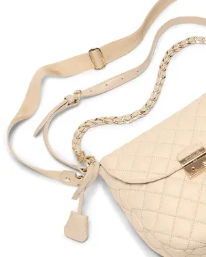 Mz Wallace Crosby Lock Quilted Saddle Bag - Sand