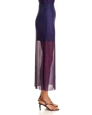 Aqua Ombre Embellished Mesh Maxi Skirt Exclusive